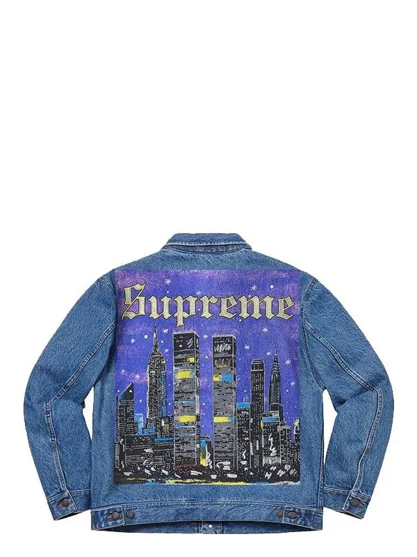 Supreme Painted City Trucker Jacket - Blue