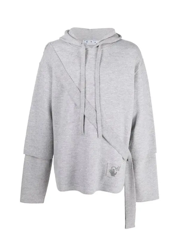Off-White Long Sleeve Hooded Sweatshirt - Multi-color