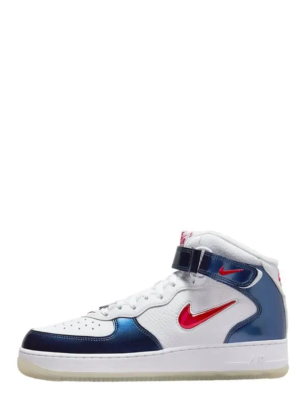 Nike Force 1 Mid Qs 'independence Day' Sneakers - White/university Red/midnight Navy