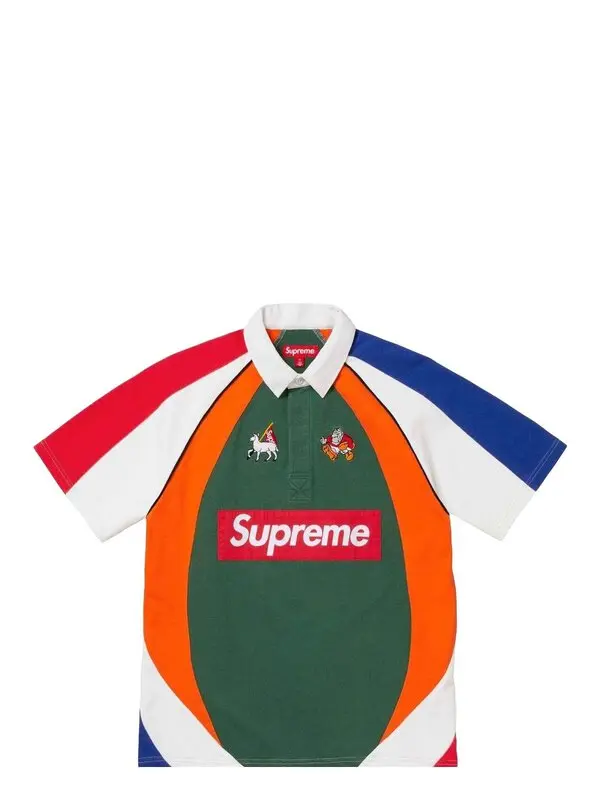 Supreme Short Sleeve Rugby 'green Orange Multicolor - Green/orange/blue