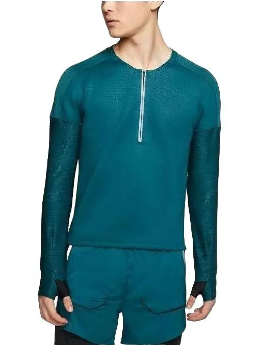 Nike Dry Half Zip Long Sleeve Running Shirt - Green/blue