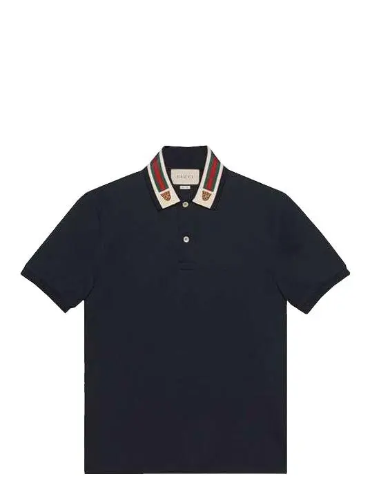 Gucci Stripe Short Sleeve Polo Navy Blue - Dark Blue
