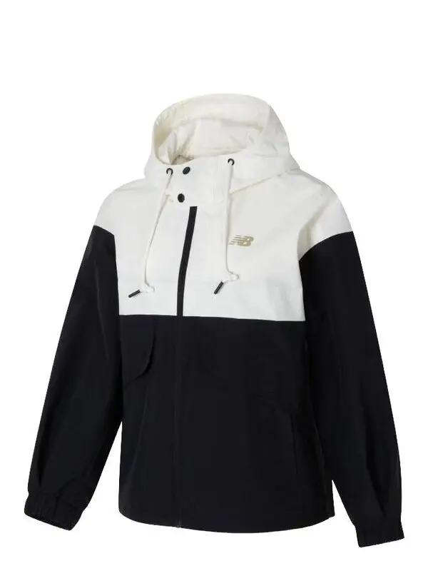 NEW BALANCE Color Block Hooded Jacket - White/black