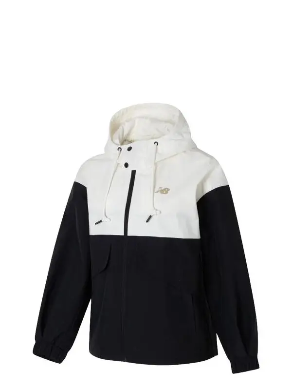 NEW BALANCE Color Block Hooded Jacket - White/black