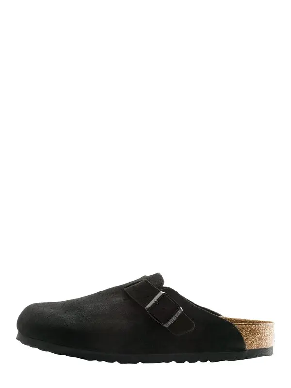 BIRKENSTOCK Boston Soft Footbed Suede Leather Clogs - Black