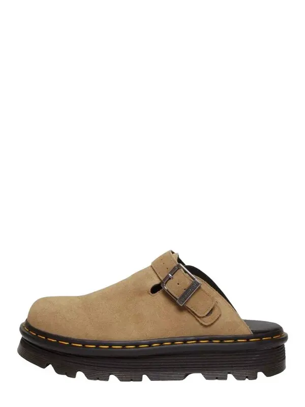 Dr. Martens Zebzag Suede Mules With Buckle Detail - Savannah Tan