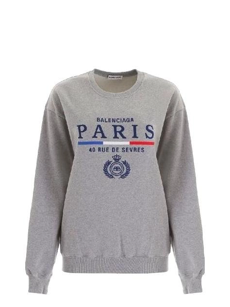 Balenciaga Logo Pullover Hoodie - Grey