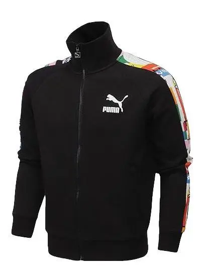 PUMA T7 Slim Fit Stand Collar Track Jacket - Black