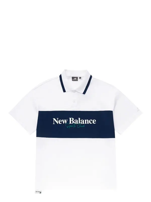NEW BALANCE Polo T-shirt Asia Sizing 'white Blue - White/blue