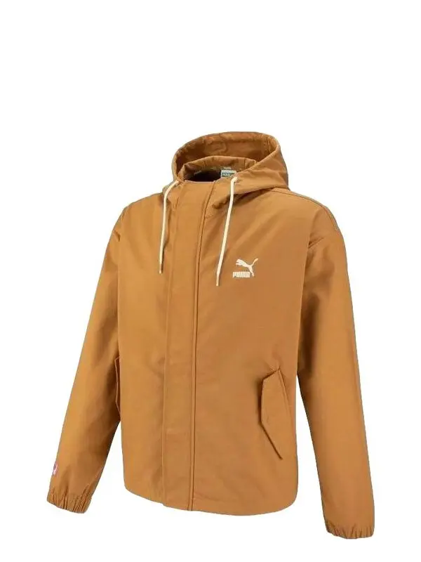 PUMA Hooded Windbreaker Jacket - Brown/white