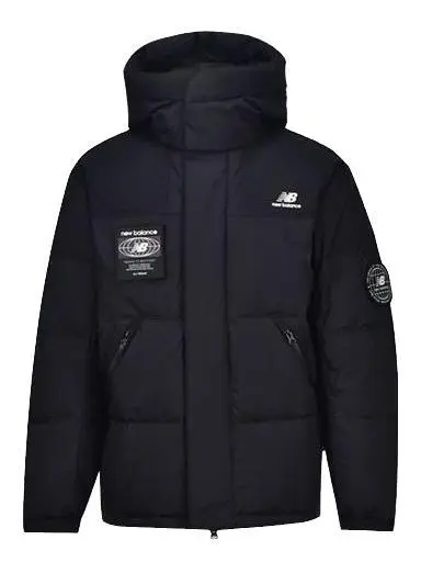 NEW BALANCE Hooded Down Jacket - Black/white
