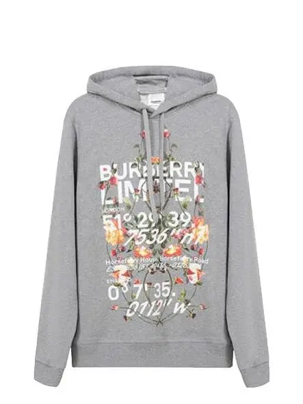 Burberry Printed Pullover Hoodie - Grey