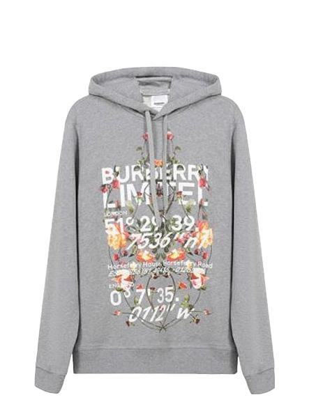Burberry Printed Pullover Hoodie - Grey