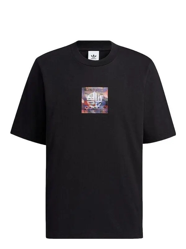 Adidas Originals Printing Casual Sports Short Sleeve Black T-shirt - Multi-color