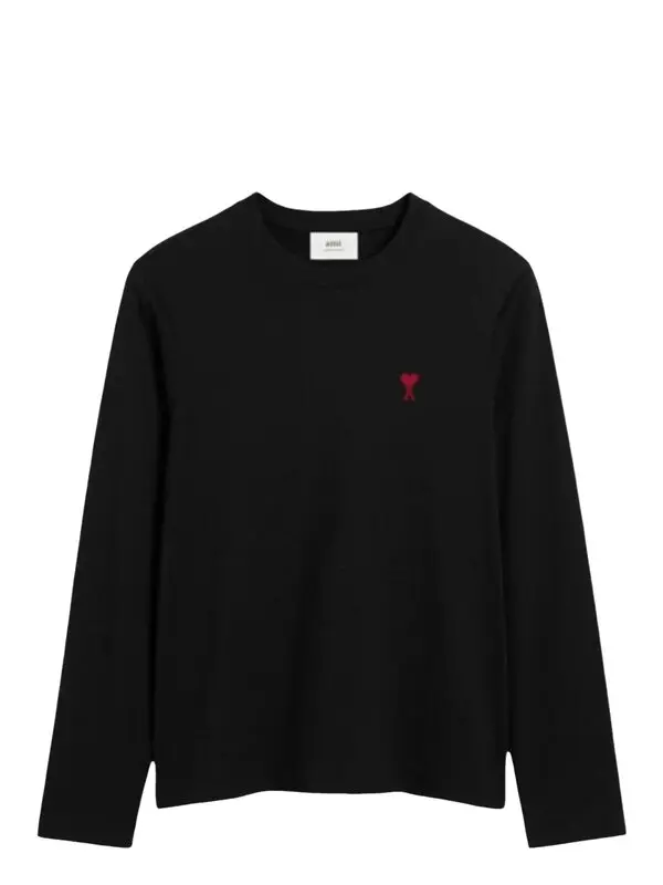 AMI Paris Small Heart Logo Long Sleeve T-shirt - Black