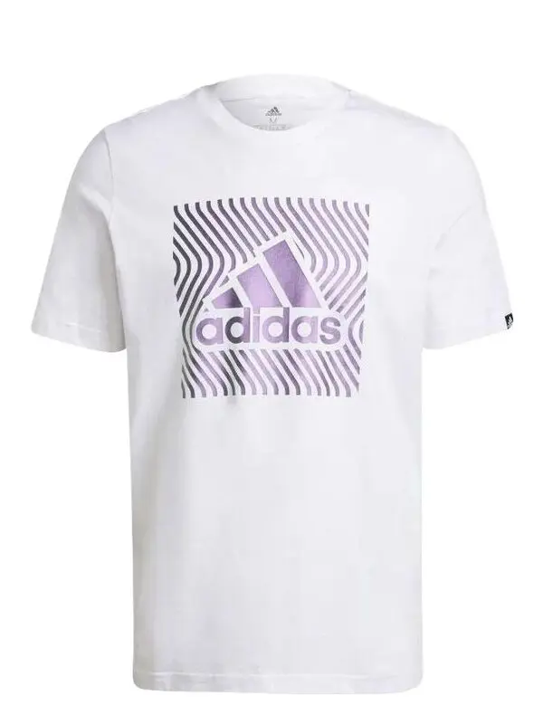 Adidas Chest Logo Printing Round Neck Short Sleeve White T-shirt - Default Colorway