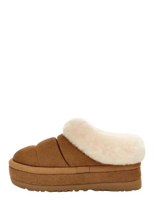 UGG Tazzlita Suede Platform Slippers - Chestnut