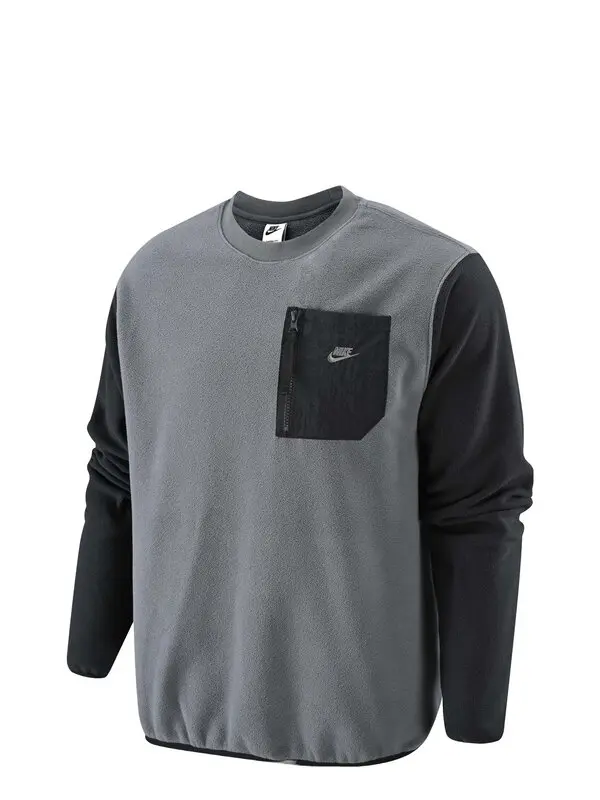 Nike Pocket Zipper Splicing Warm Cotton-padded Hoodie - Black