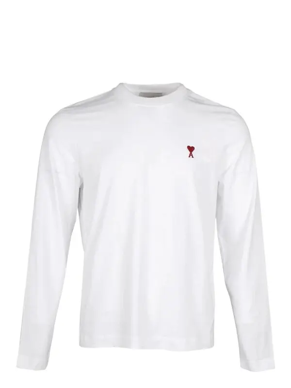 AMI Paris Small Heart Logo Long Sleeve T-shirt - White