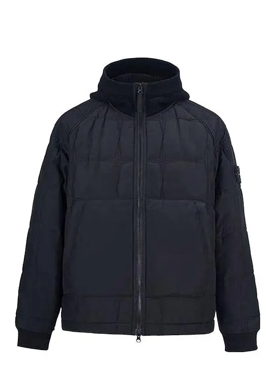 Stone Island Quilted Hooded Jacket - Black