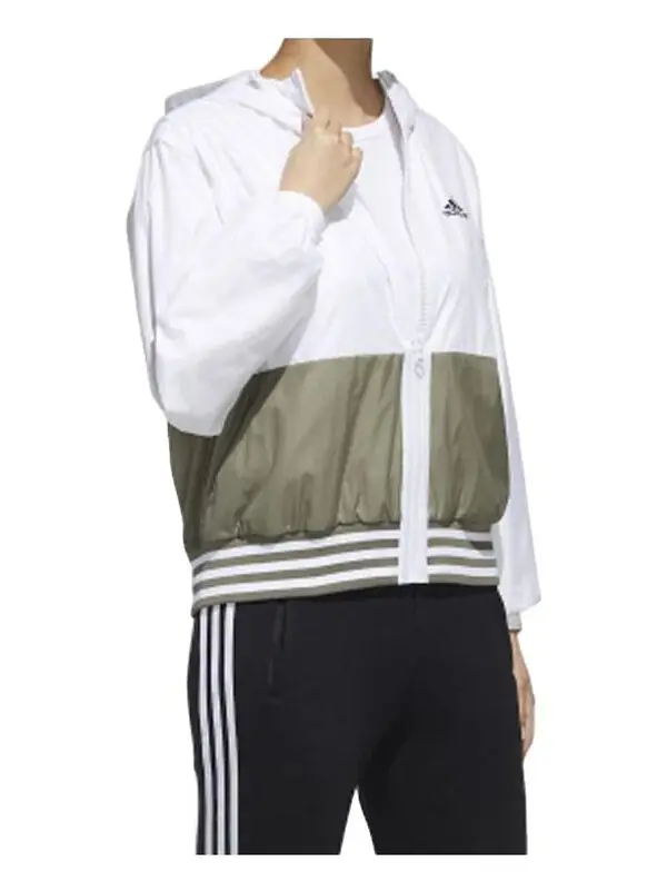 Adidas Mh Fem Wb Hooded Splicing Woven Windproof Jacket - White