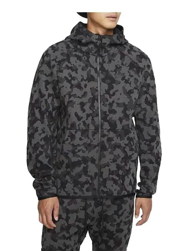 Nike Tech Fleece Hooded Jacket Aop Camo - Black/grey