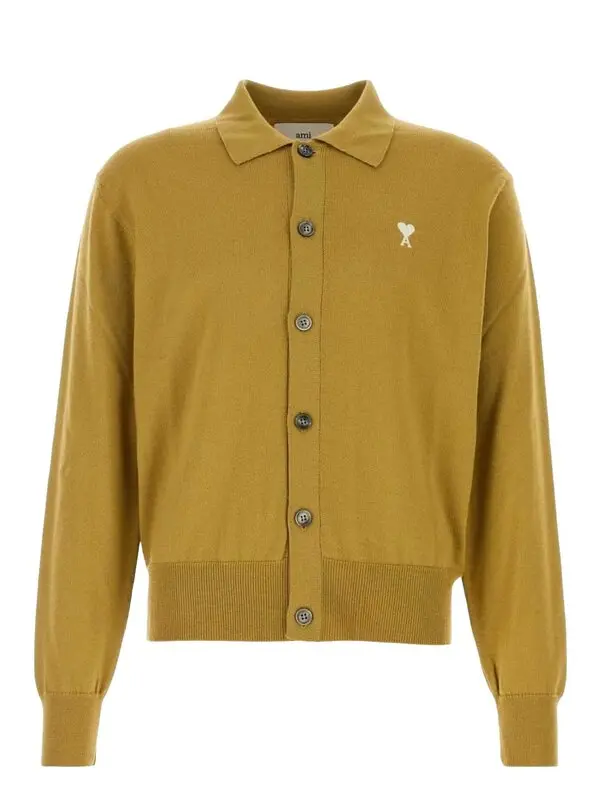 Ami De Coeur Embroidery Polo Cardigan - Havana