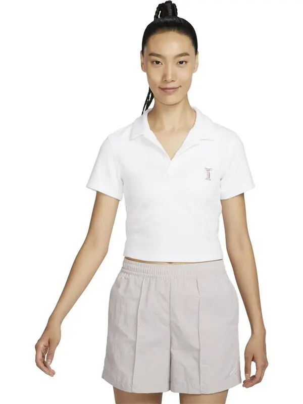 Nike Cropped Polo Shirt - White/red Stardust/red Stardust