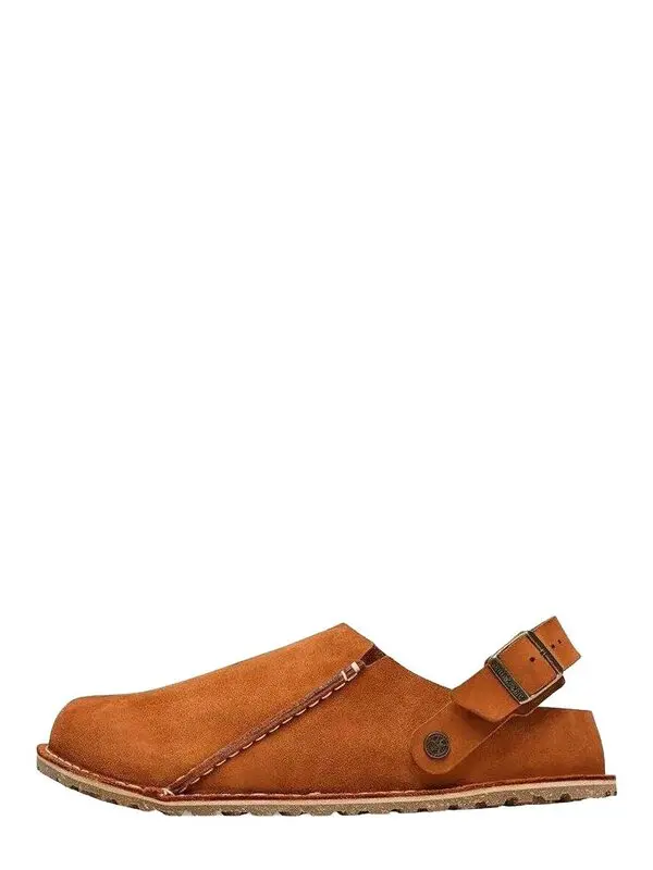 BIRKENSTOCK Lutry Suede Leather Clogs With Buckled Strap - Brown
