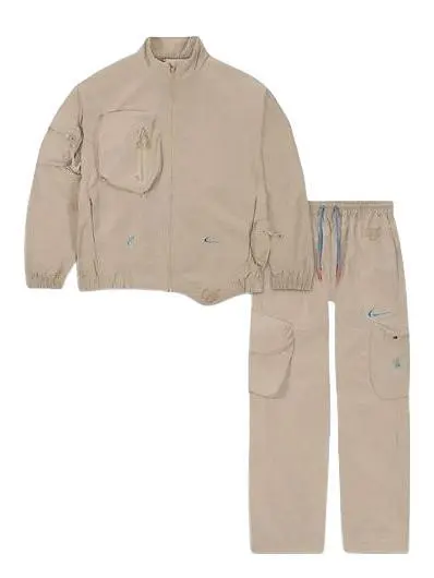 Nike X Off-white Asymmetric Zipped Track Jacket - Khaki