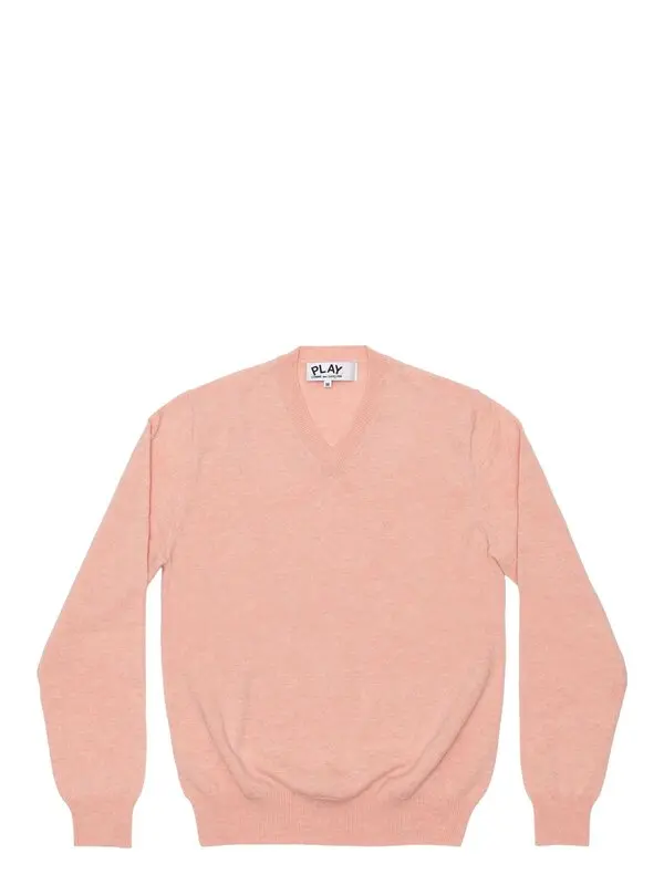 Play Comme Des Garcon V-neck Pullover With Heart Emblem - Pink