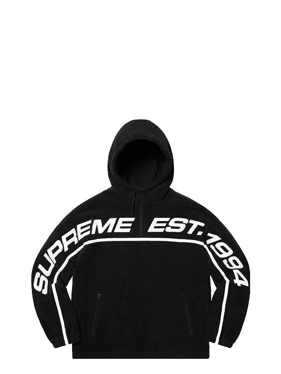 Supreme Polartec Half Zip Hooded Sweatshirt - Black