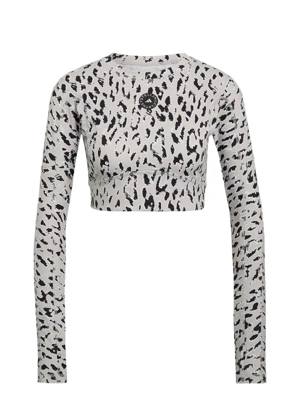 Adidas By Stella Mccartney Truestrength Long Sleeve Cropped Top - White/black