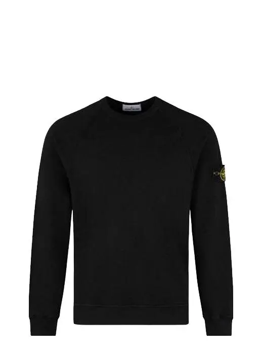 Stone Island Logo Patch Crewneck Sweatshirt - Black