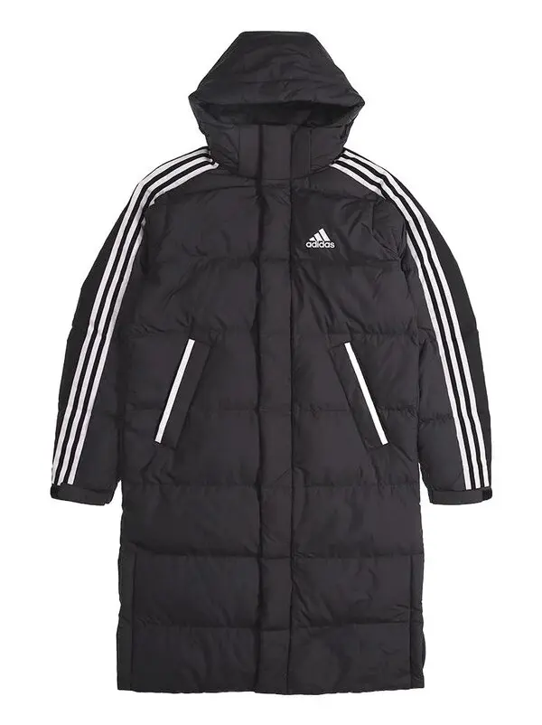 Adidas 3-stripes Hooded Down Coat - Black