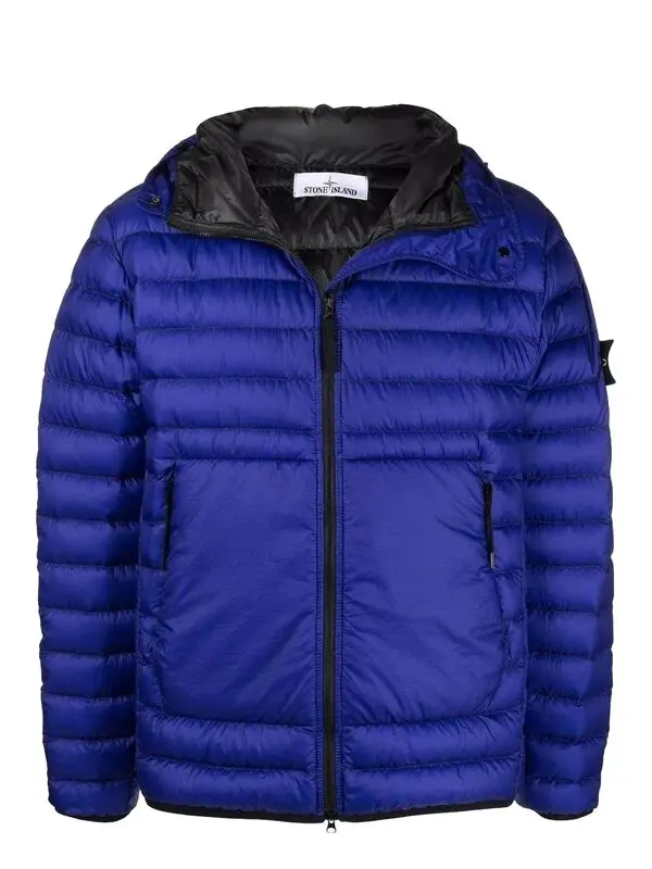 Stone Island Hooded Down Jacket - Blue