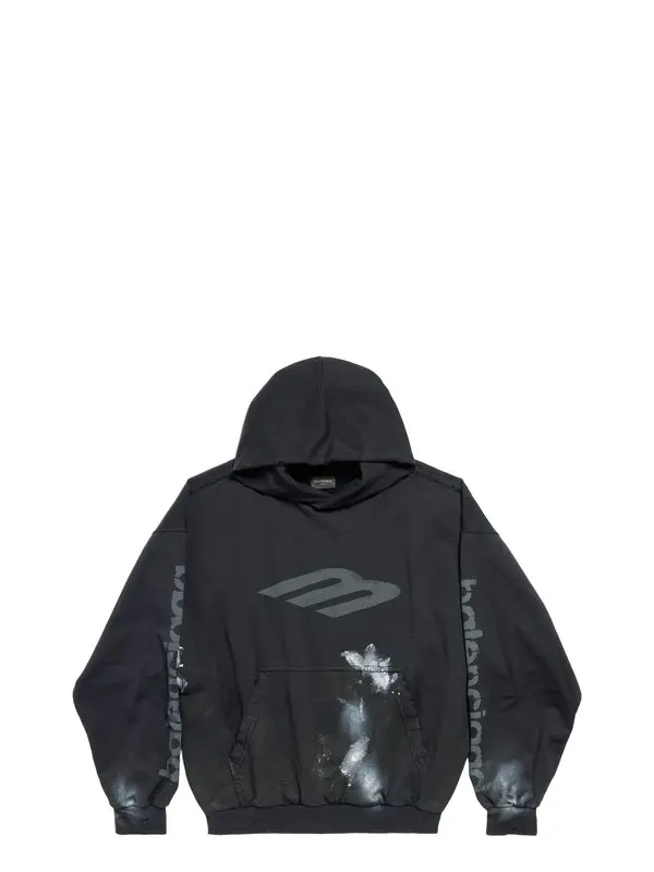 Balenciaga 3b Stencil Hoodie - Black