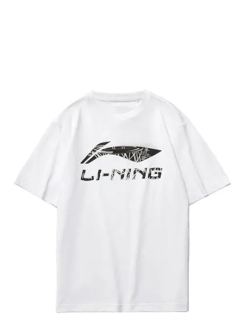 LI-NING Big Graphic Loose Fit T-shirt 'white - White/black