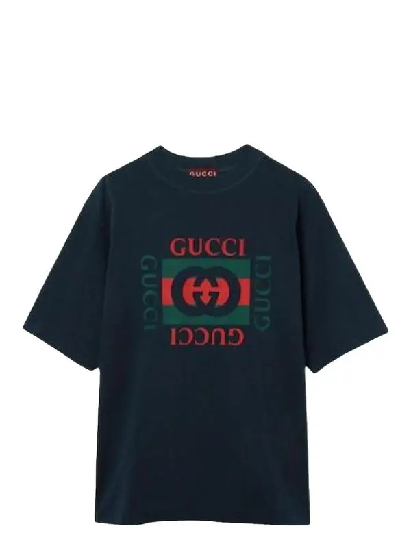 Gucci Cotton Jersey T-shirt With Print - Navy
