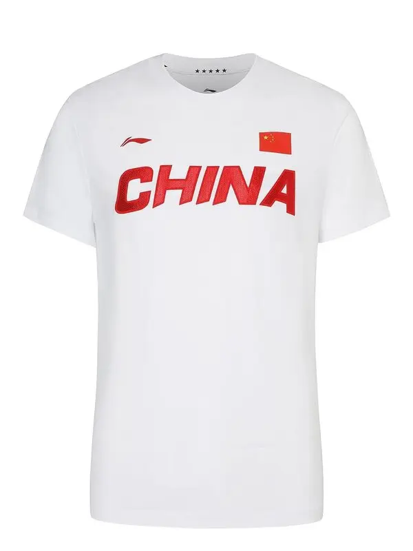 LI-NING Lifestyle Sportswear Premium Tee 'white Red - White/red