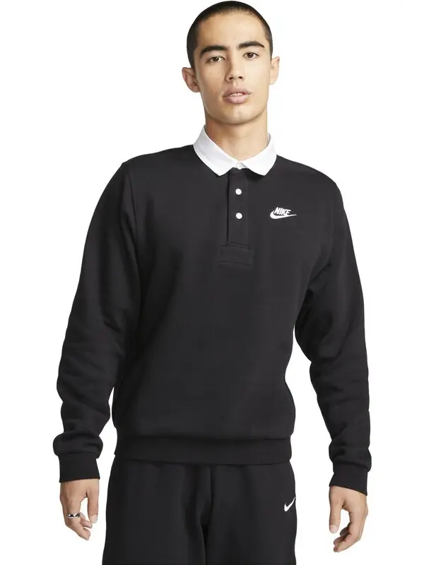 Nike Club Fleece Plush Long Sleeve Lapel Shirt - Black/multi-color