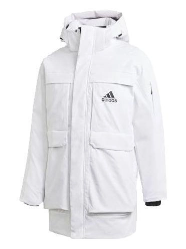 Adidas Full-length Zipper Down Jacket With Multiple Pockets - White