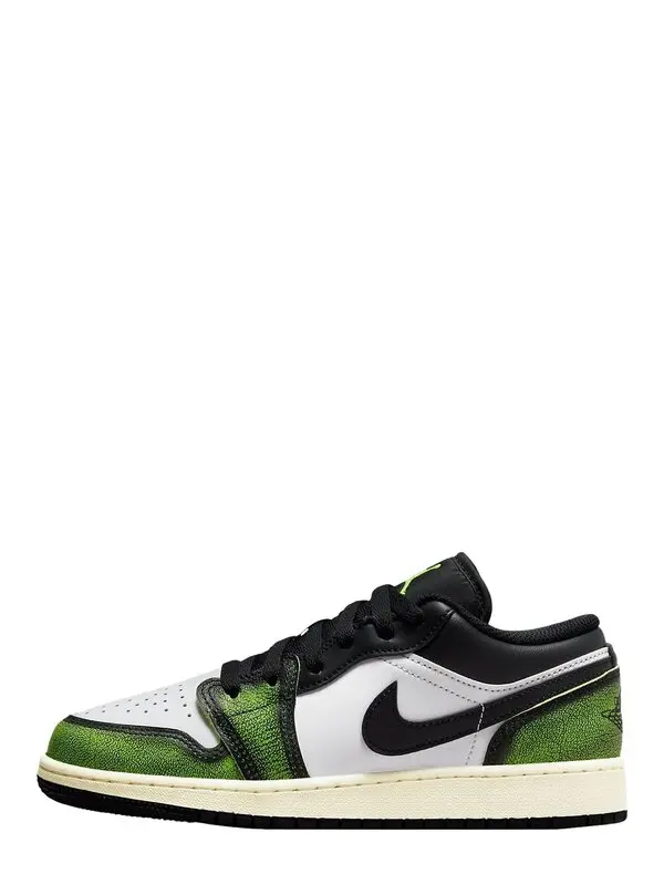 JORDAN 1 Low Se Wear-away Electric Green Sneakers - Black/white/green