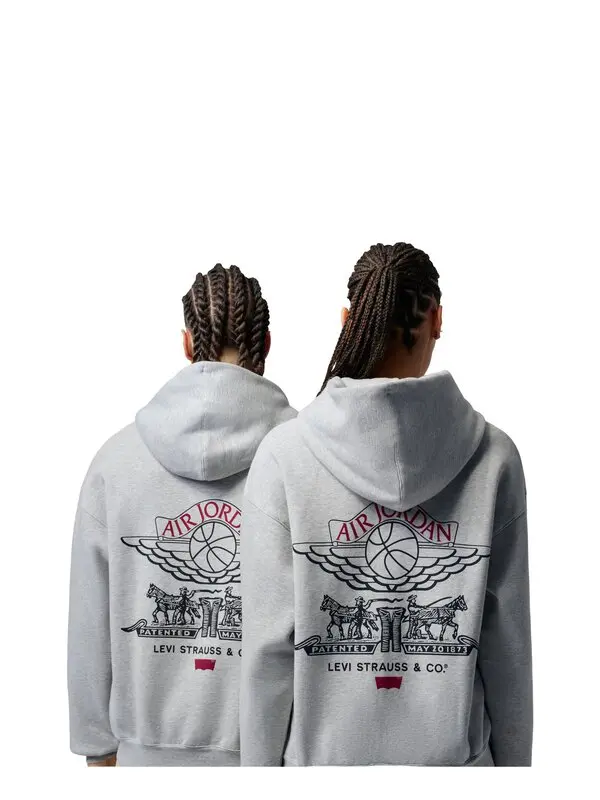 JORDAN X Levi's Collaboration Full-zip Hoodie - Grey Heather/black/gym Red