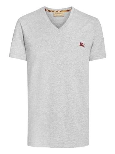 Burberry V Neck Knit Pullover Short Sleeve Gray - Grey