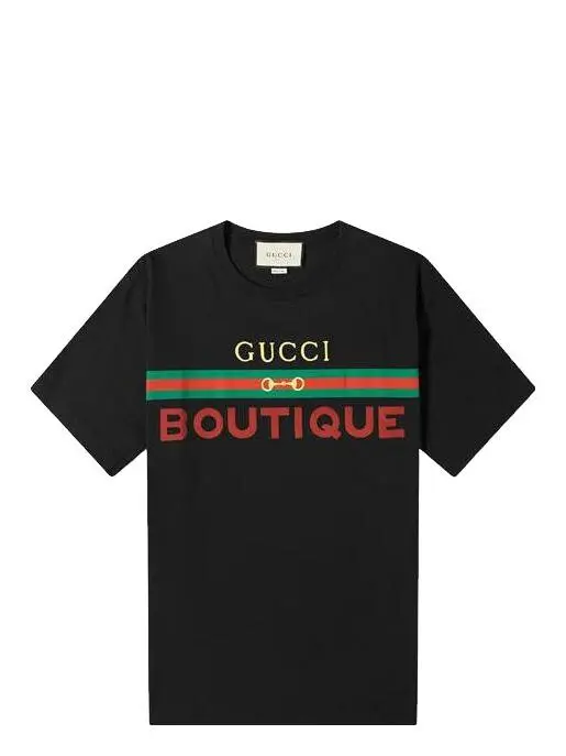Gucci Boutique Printing Loose Short Sleeve - Black