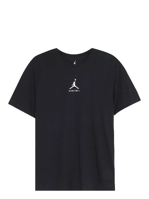 JORDAN Logo Sports Round Collar Short Sleeves Tee - Black