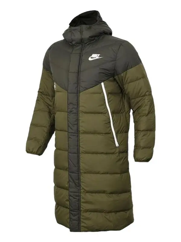 Nike Logo Puffer Hooded Coat - Green