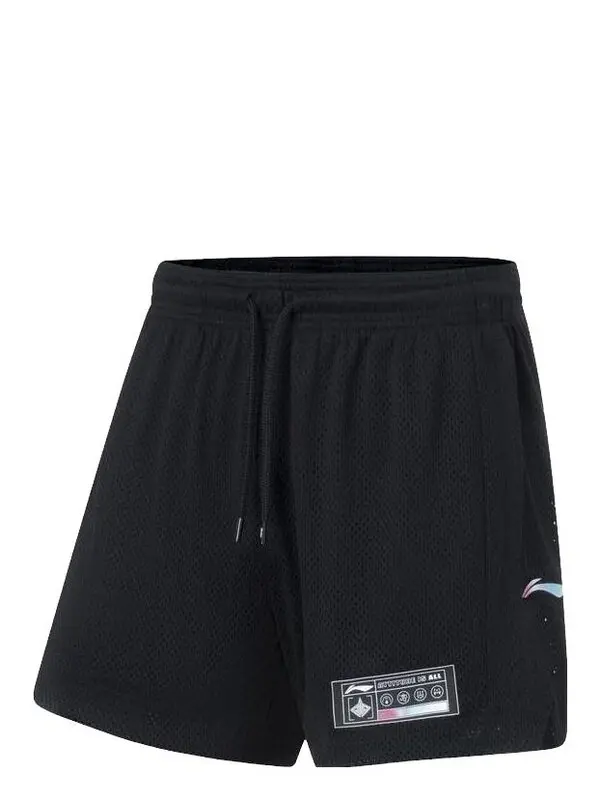 LI-NING Basketball Shorts With Graphic Detail - Black/pink/blue