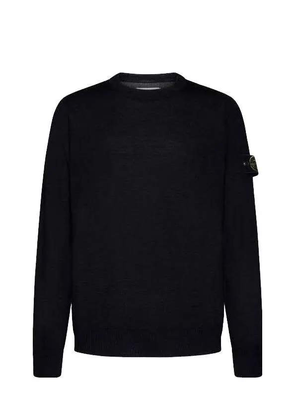 Stone Island Wool Crewneck Sweater - Black
